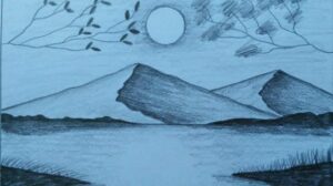 15+ Gambar Arsiran Pemandangan Gunung yang Mudah Ditiru