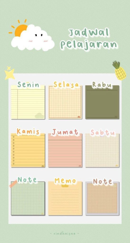 40 Template Jadwal Pelajaran Aesthetic, Keren, Unik, Tema Korea, Dan Gratis