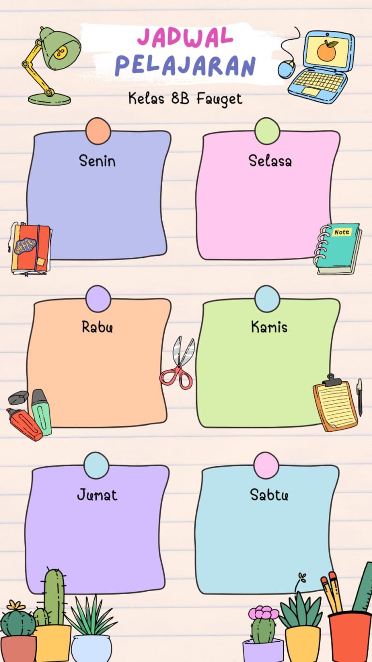 40 Template Jadwal Pelajaran Aesthetic, Keren, Unik, Tema Korea, Dan Gratis