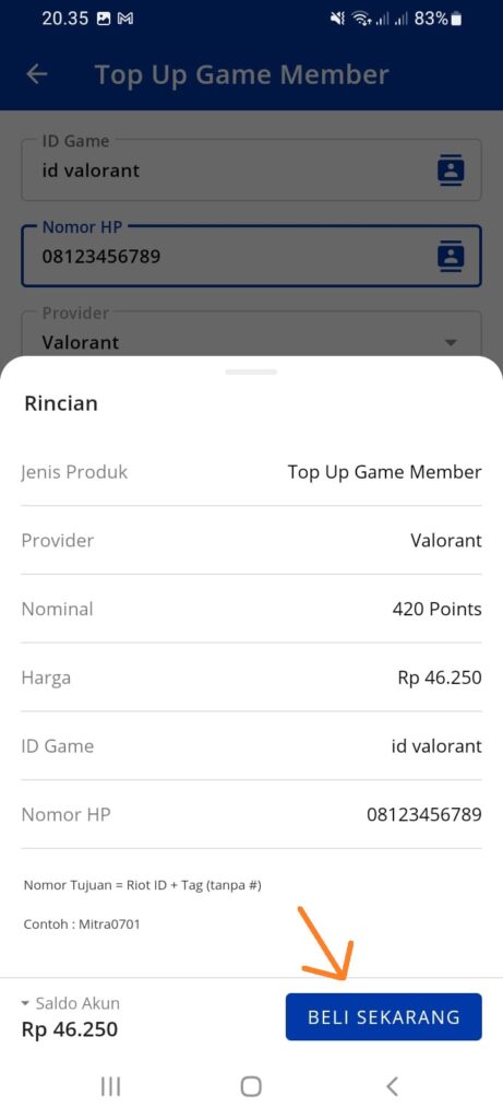 Jual Top Up Valorant Telkomsel 1000 Valorant Points Murah